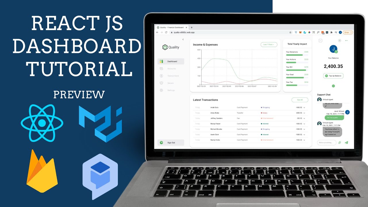 React Js Material Ui And Firebase Dashboard Tutorial 0 Preview Youtube