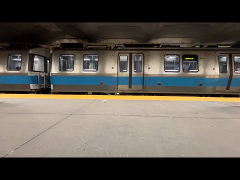 MBTA Blue Line Trains at State Street Station - YouTube