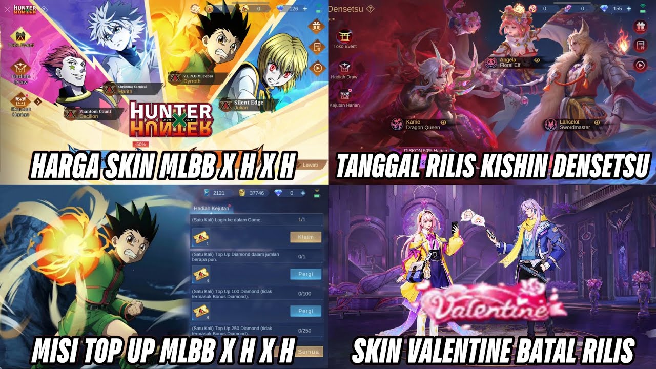 HARGA SKIN MLBB X HUNTER X HUNTER , TANGGAL RILIS EVENT KISHIN DENSETSU ,MISI TOP UP HUNTER X ...