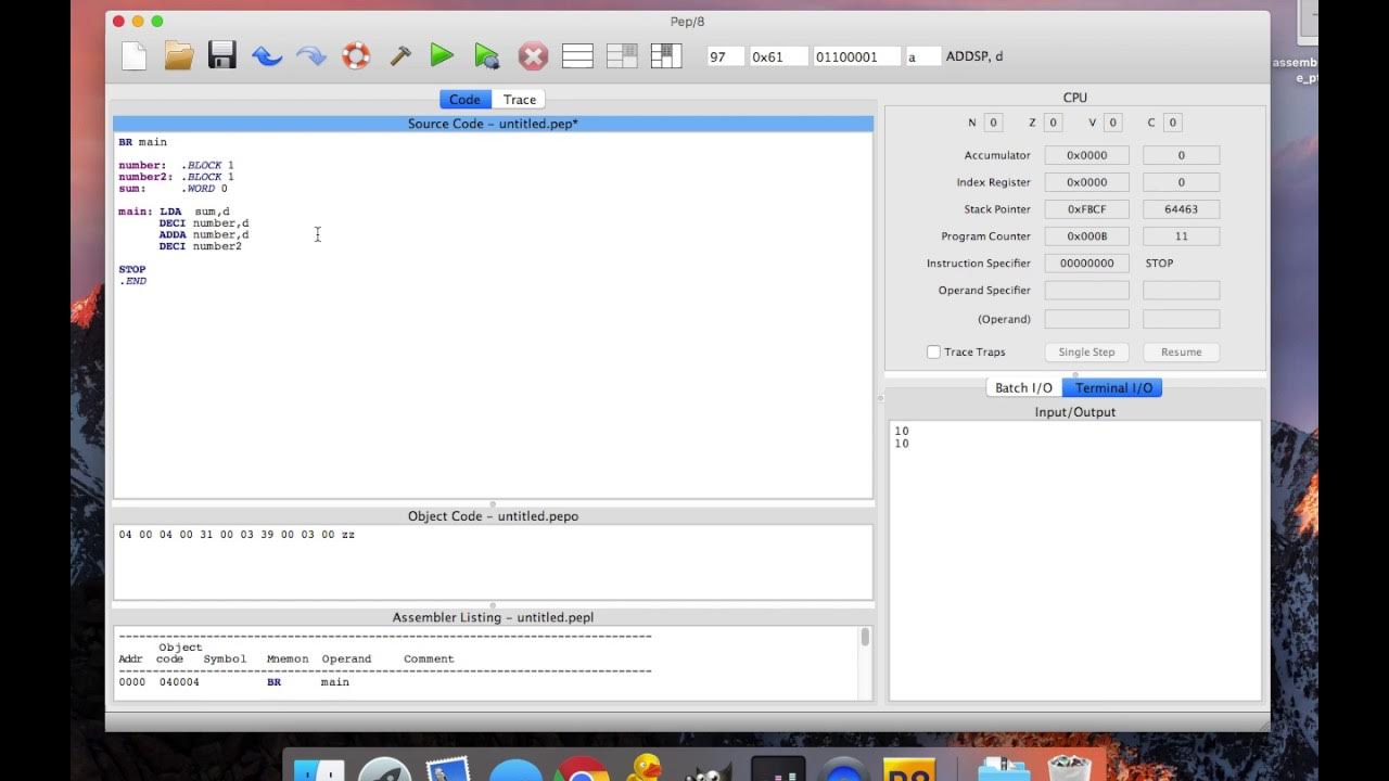 Pep8 Assembly - Reading in decimal numbers and adding with the ...