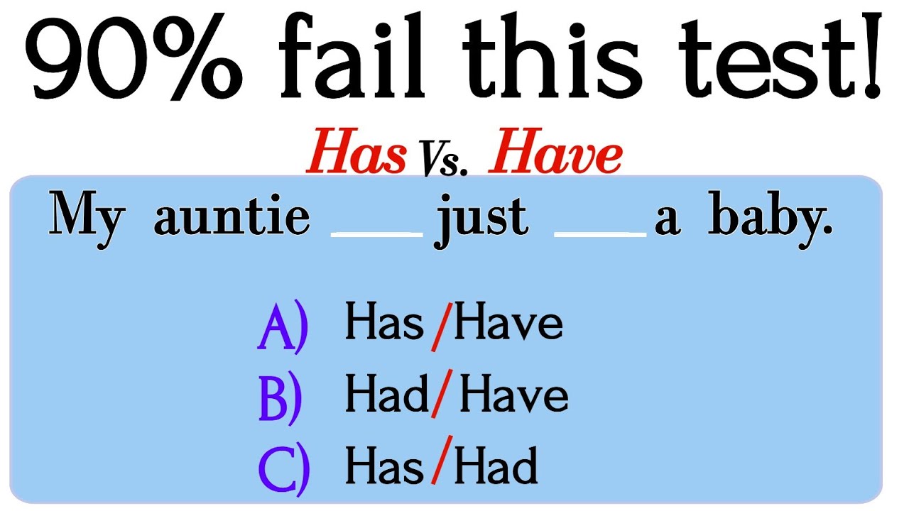 Test your Grammar | English grammar challenge | Has vs. Have challenge ...