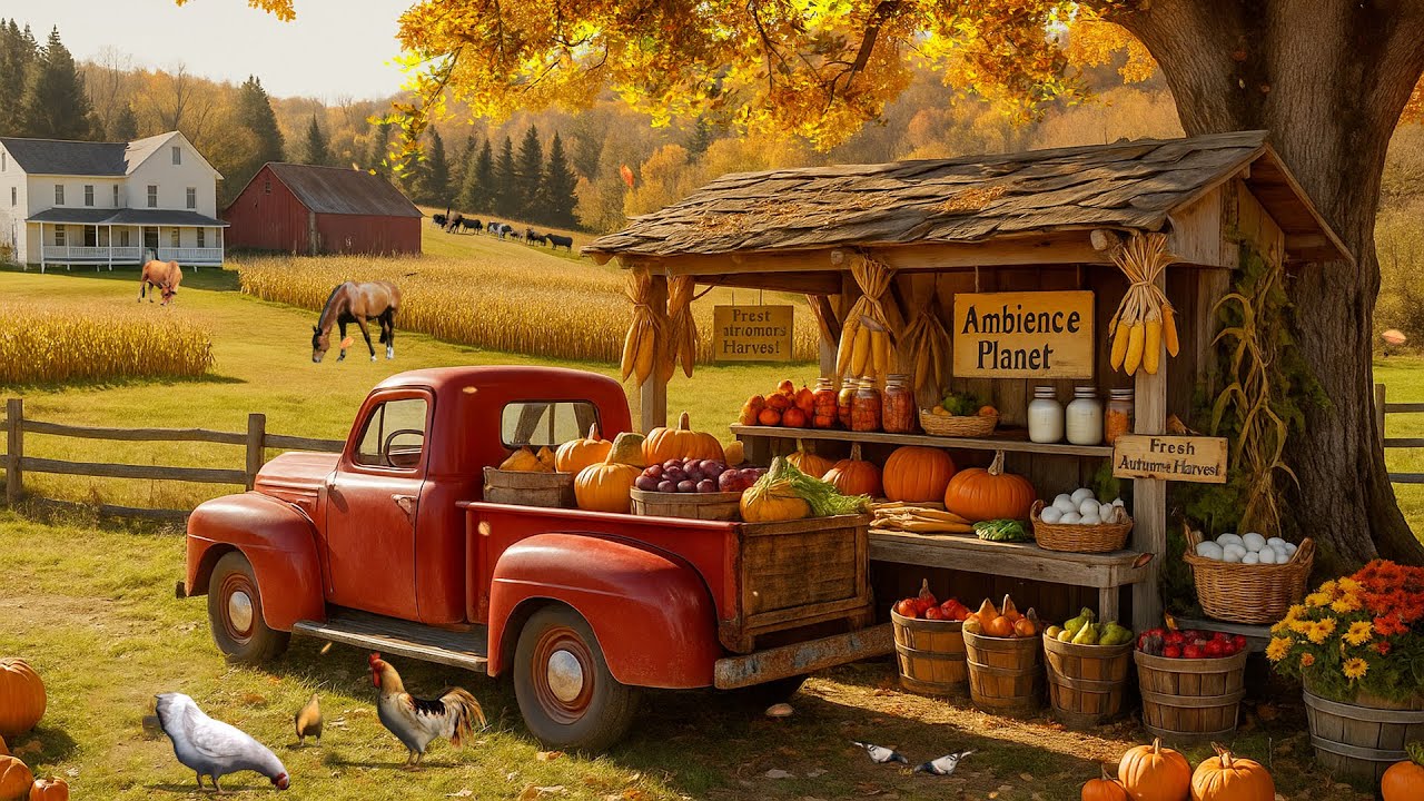 Autumn Farm Ambience 🍂 Cozy Harvest Morning with Nature & Farm Sounds ...
