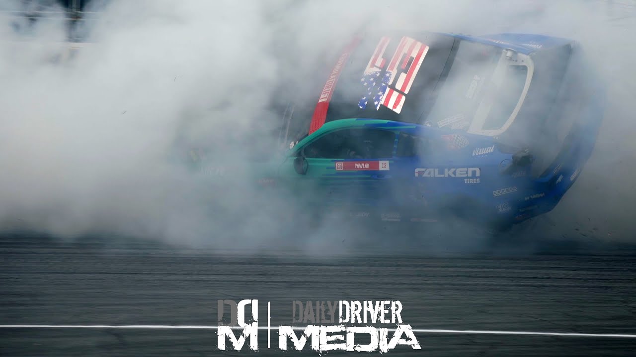 INSANE JTP Justin Pawlak CRASH at Formula Drift Irwindale - YouTube