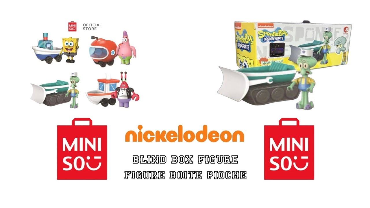 ASMR REVIEW MINISO SPONGEBOB SQUAREPANTS BLIND BOX VEHICLE FIGURE 4 ...