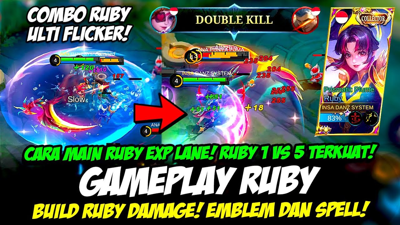 GINI RUBY ULTI FLICKER EMBLEM RUBY EXP & BUILD RUBY TERSAKIT 2023 TUTORIAL & GAMEPLAY RUBY ...