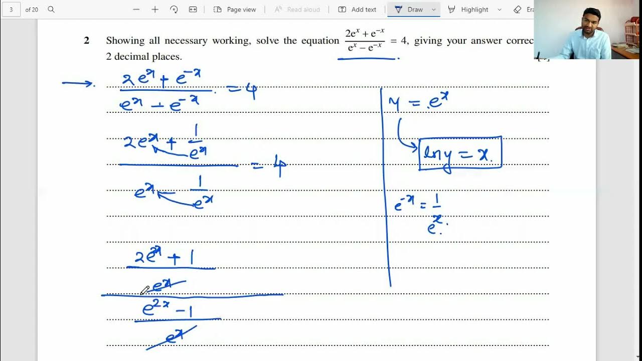 Logarithmic and exponential functions October 2018 Question | A Level ...