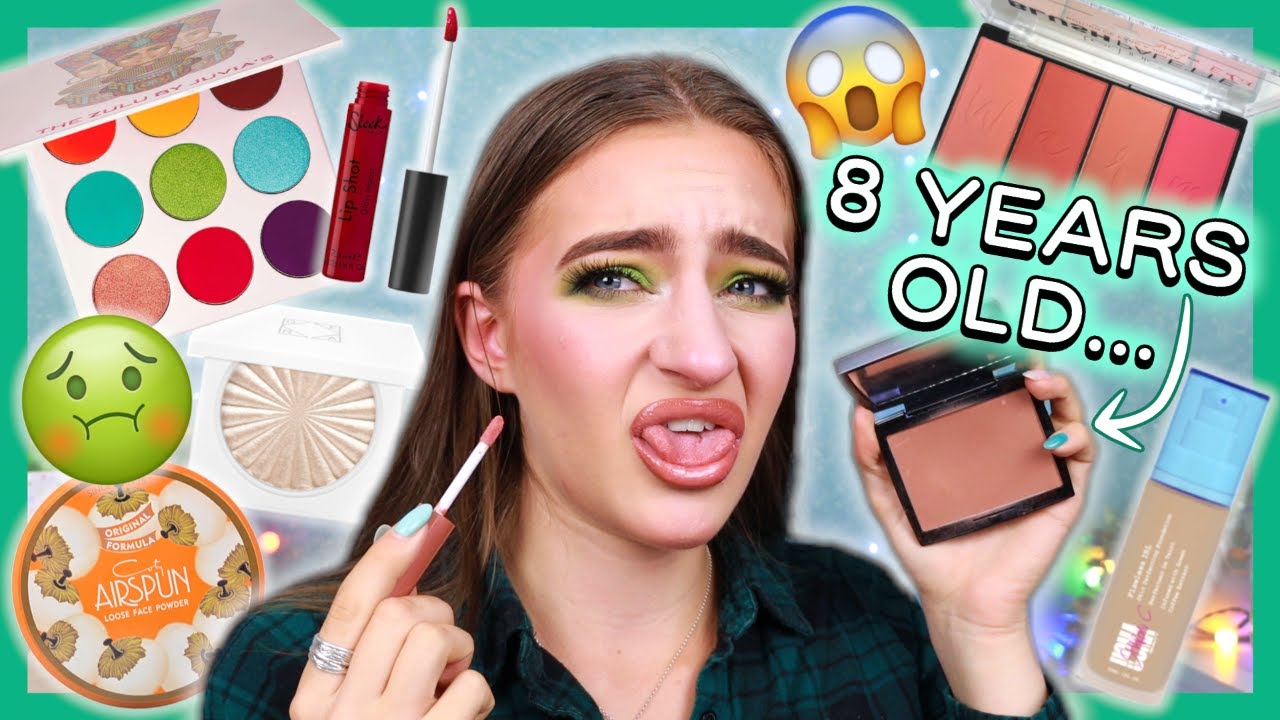 FULL FACE TESTING MY OLDEST MAKEUP PRODUCTS!! (this was GROSS!) - YouTube