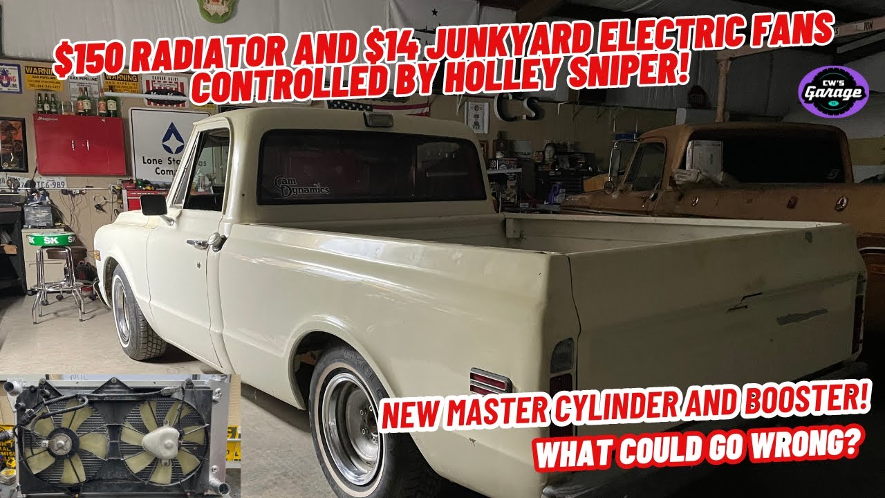 1972 C10 New brake parts, radiator and inexpensive electric fans! - YouTube
