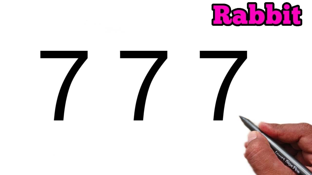 How t draw rabbit from number 777 | rabbit painting using number 777 ...