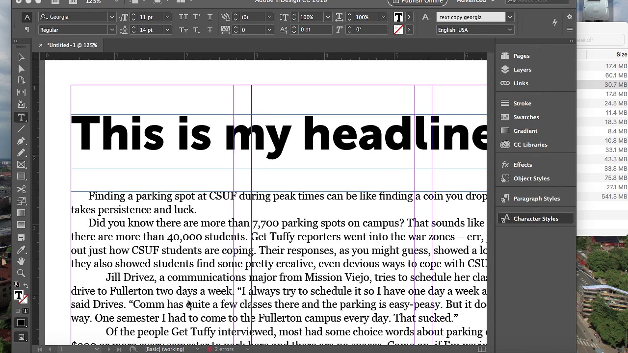 Lab 4: InDesign Paragraph Styles - YouTube