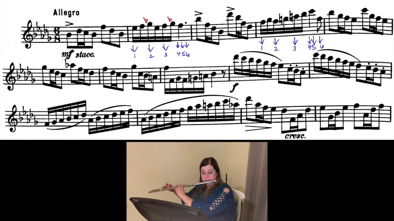 Flute Middle School All-Region Db Major / Bb Minor Etude 3 - YouTube