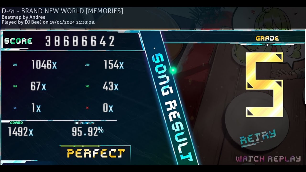 OSU! Brand New World - One Piece OST FC AR9 95.92% - YouTube