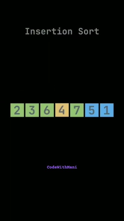 Learn Insertion sort under 10 sec with animation#coding #shortsvideo #coder #programming #shorts ...