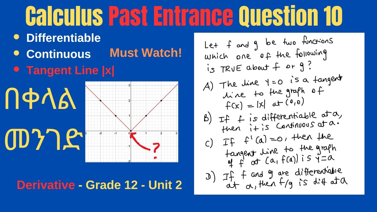 Past Entrance 10 | Calculus | Question 10 | Continuous and ...