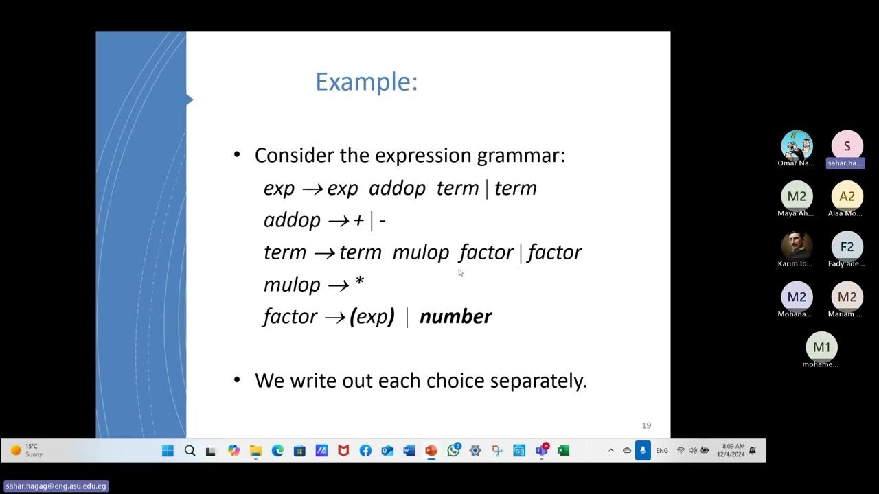 Design of Compilers - Lecture (9) - Dr. Sahar Hagag - Fall '24 - YouTube