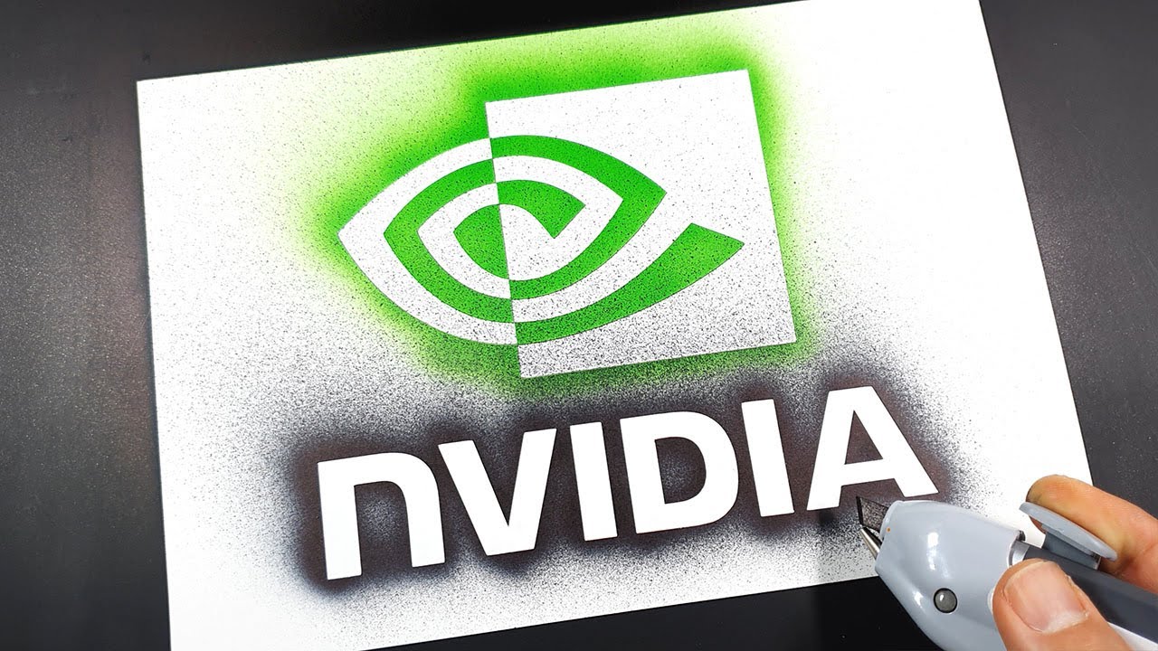 How to draw nvidia logo with a stencil | Logo art | Stencil art - YouTube