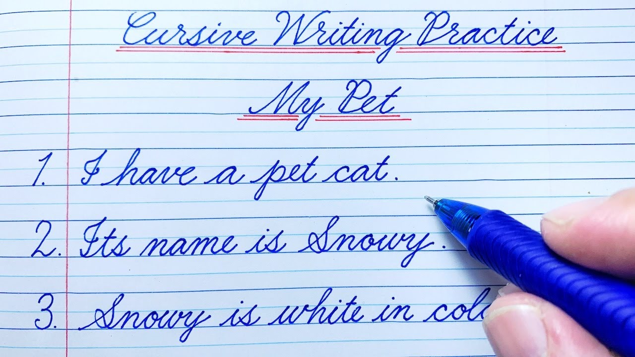Cursive Writing Practice | 10 Lines Essay on My Pet | English Writing ...
