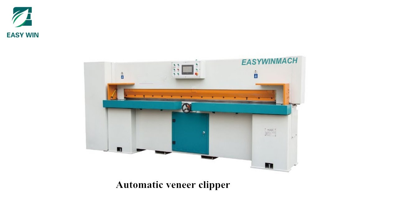 Cutting wood veneer automatic veneer clipper veneer guillotine - YouTube