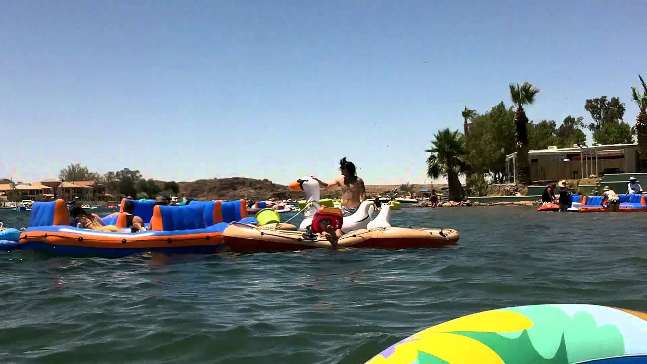 Parker, AZ Annual Tube Float 2011 - Guy Surfing on the River - YouTube