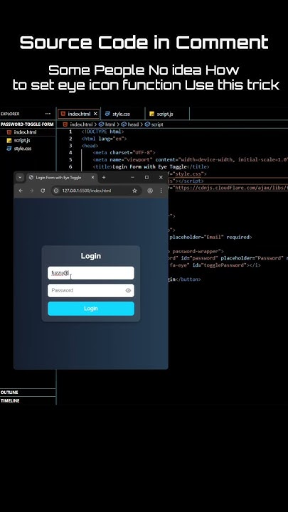 👀 Password Show/Hide Feature 🔥 Modern UI Design! | HTML CSS JS | #webdesign #html #css # ...