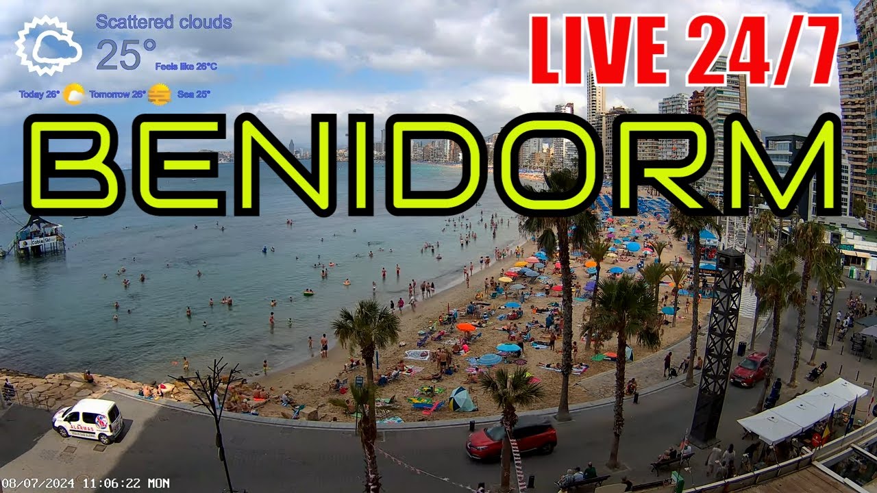 Benidorm Live Beach Cam 🇪🇸 Streamed 8th July 2024 (1) - YouTube