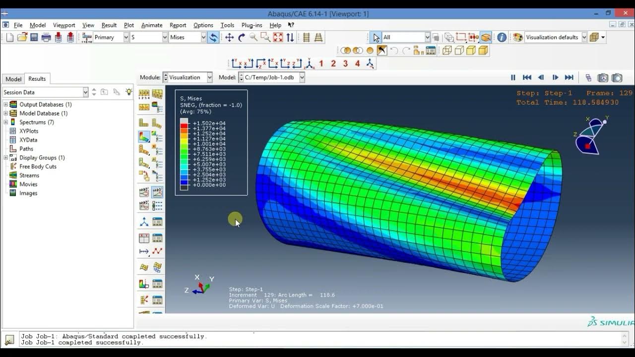 Simulation of the cylinder under static load using Abaqus 6.14 #shorts - YouTube