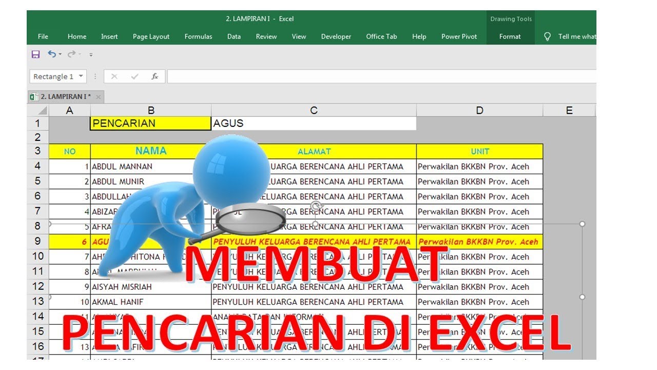 Membuat Kolom Pencarian di Excel - YouTube