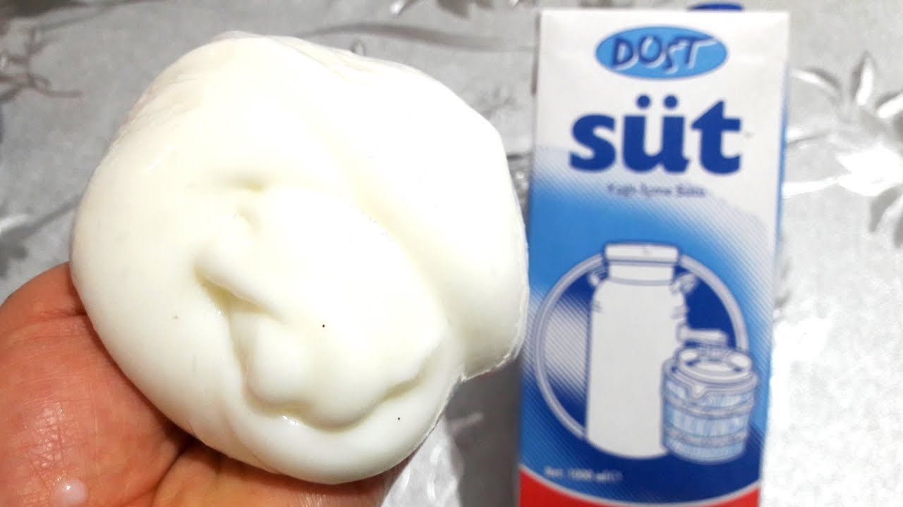 SÜT İLE SLAYM NASIL YAPILIR.DIY Dost Milk Slime No Borax.HOW TO MAKE ...