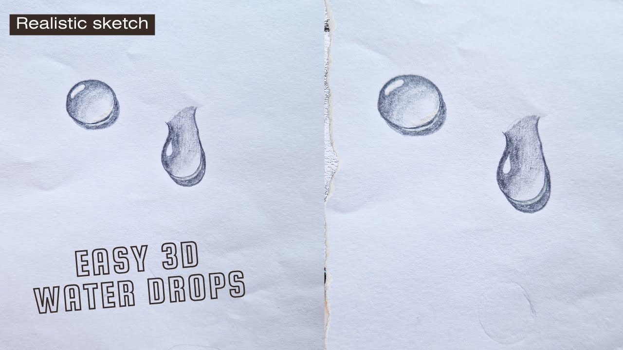 Water drop drawing with pencil | Realistic water drops pencil sketch ...