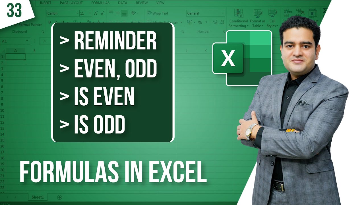 MS Excel Formulas Reminder, Even, Odd | Microsoft Excel Course For ...