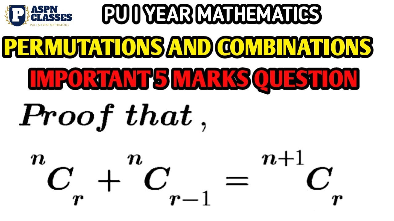 Ncr ncr 1 N 1cr Class 11 Permutations And Combinations Important