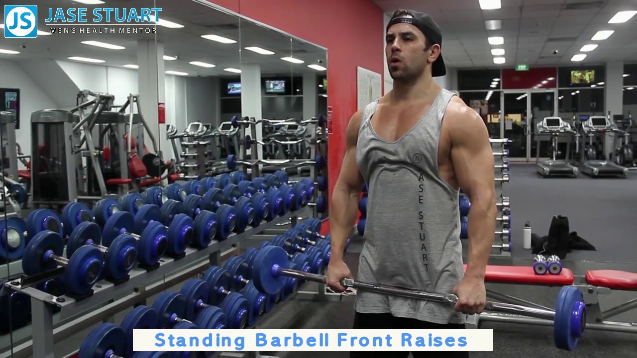 Standing Barbell Front Raises - YouTube