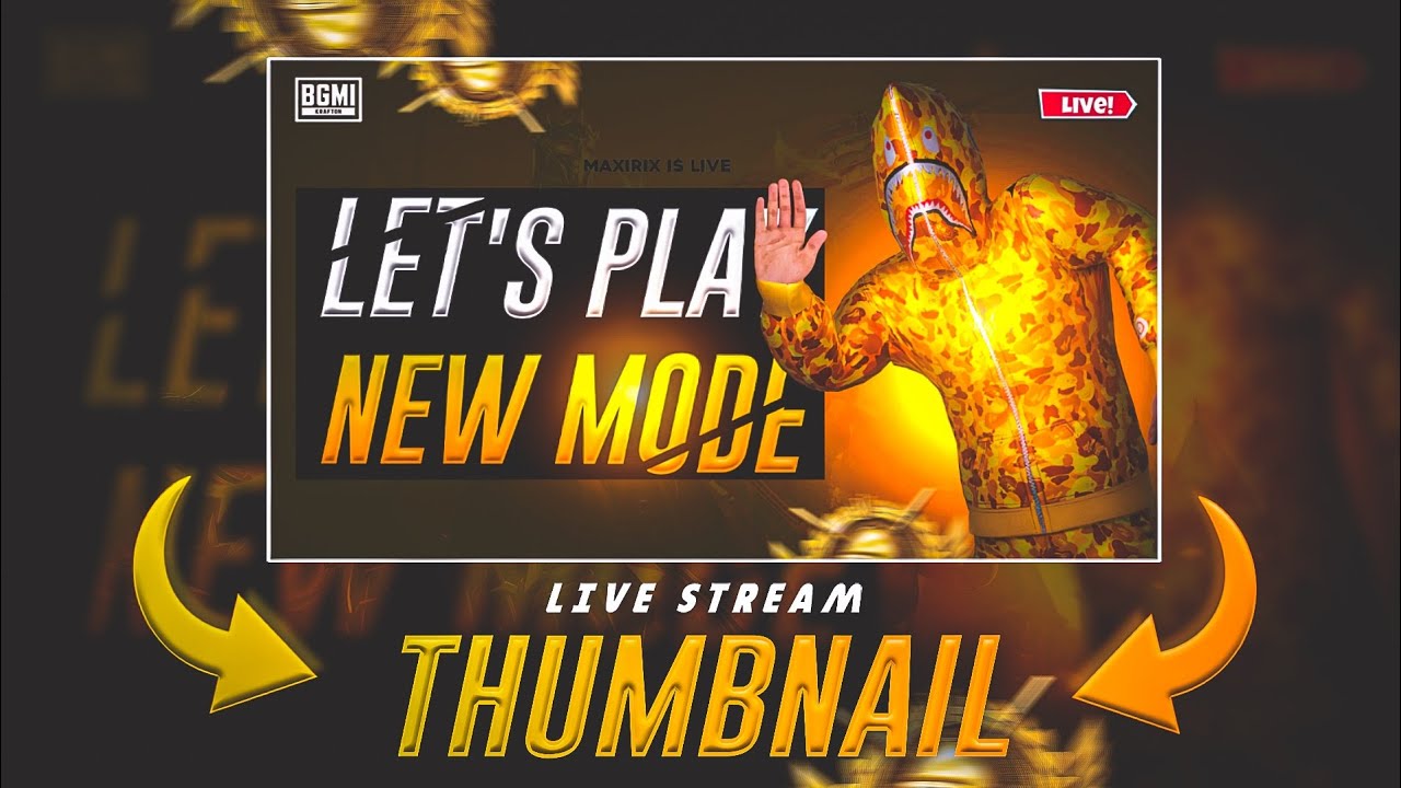 How To Make Live Stream Thumbnail For Your Gaming Channel PUBG / Bgmi ...