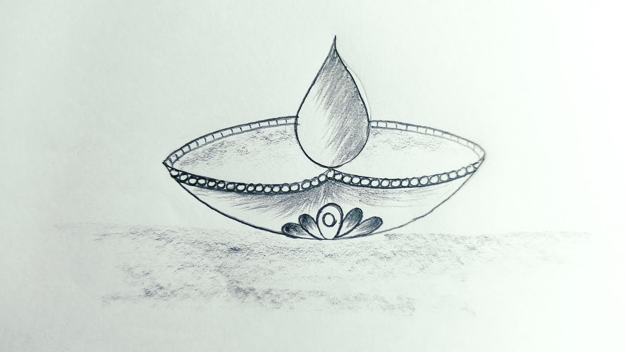 Diya drawing || simple diya drawing || Easy diya drawing step by step ...