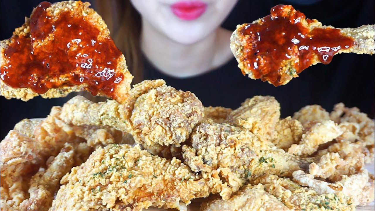 ASMR FRIED CHICKENM, SKIN, 치킨, 닭껍질 튀김 EATING SOUNDS MUKBANG NO TALKING ...