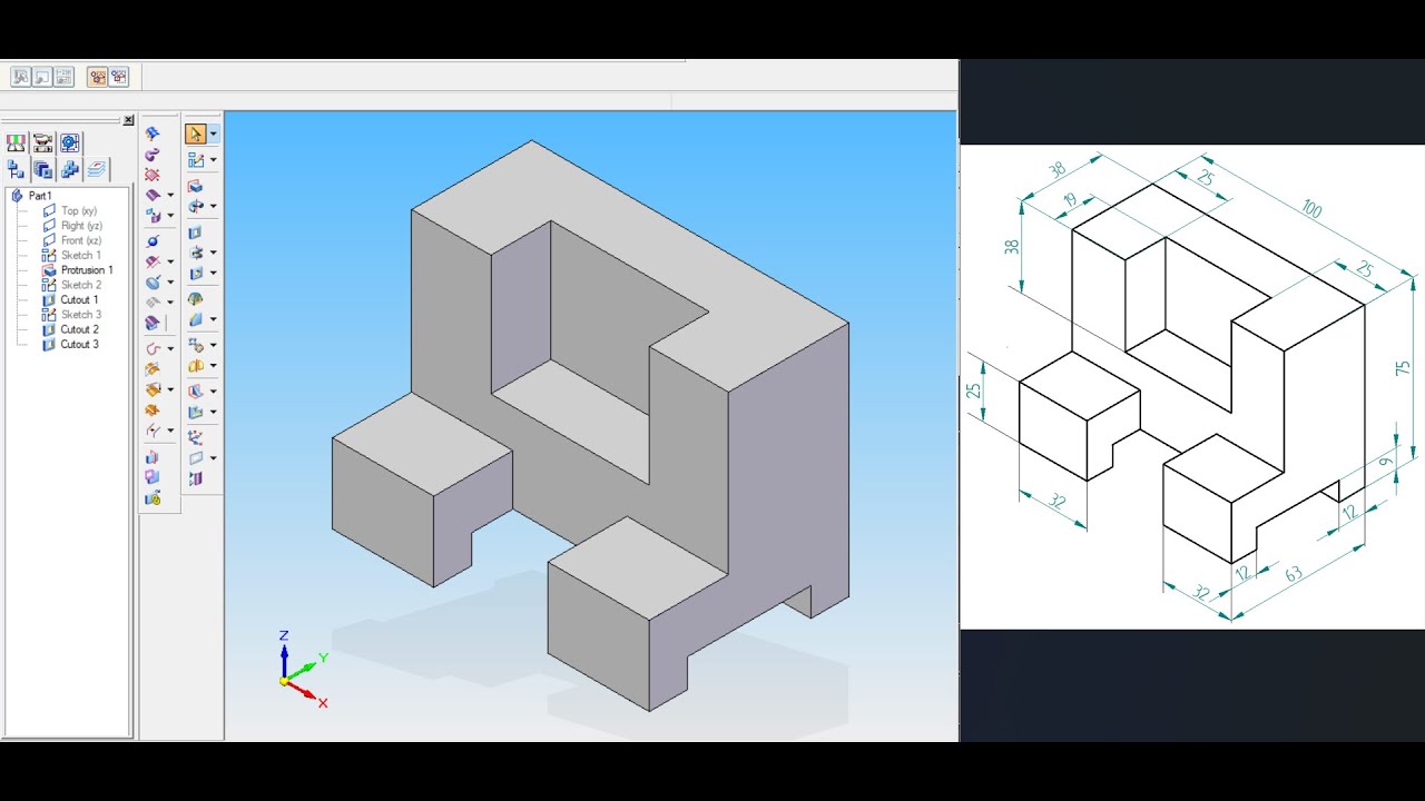 EX1.3 20ME02P 3D MODEL - CAEG Lab Solid Edge (Kannada) - YouTube