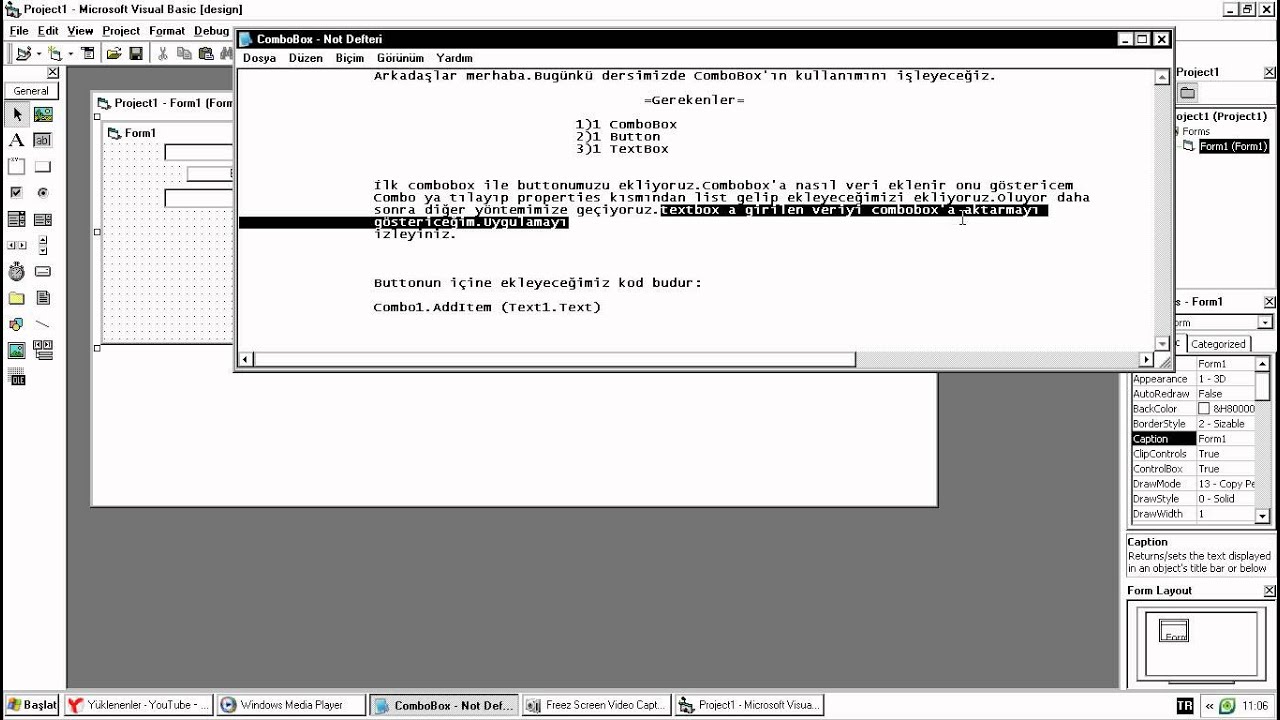 Visual Basic 6.0 ComboBox Kullanımı - YouTube