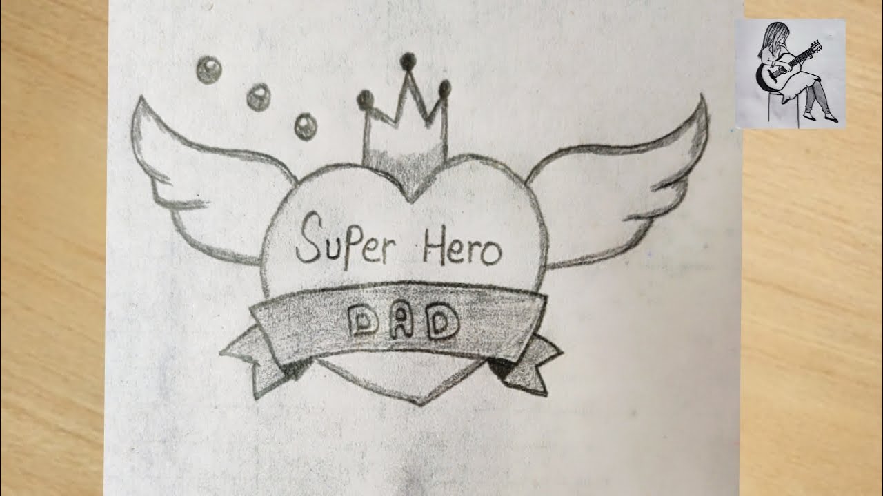 Happy fathers day drawing | Father's day drawing with heart - YouTube