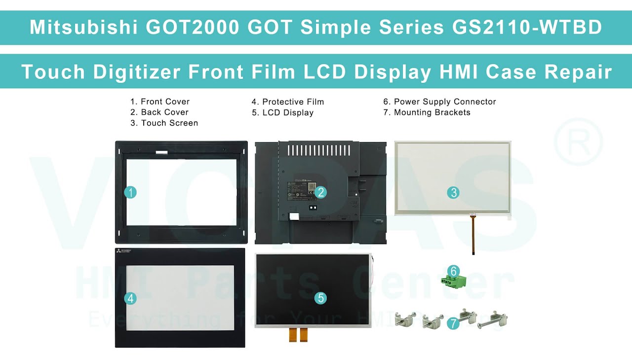 GS2110-WTBD Mitsubishi GOT2000 Touch Screen Monitor Front Overlay LCD ...