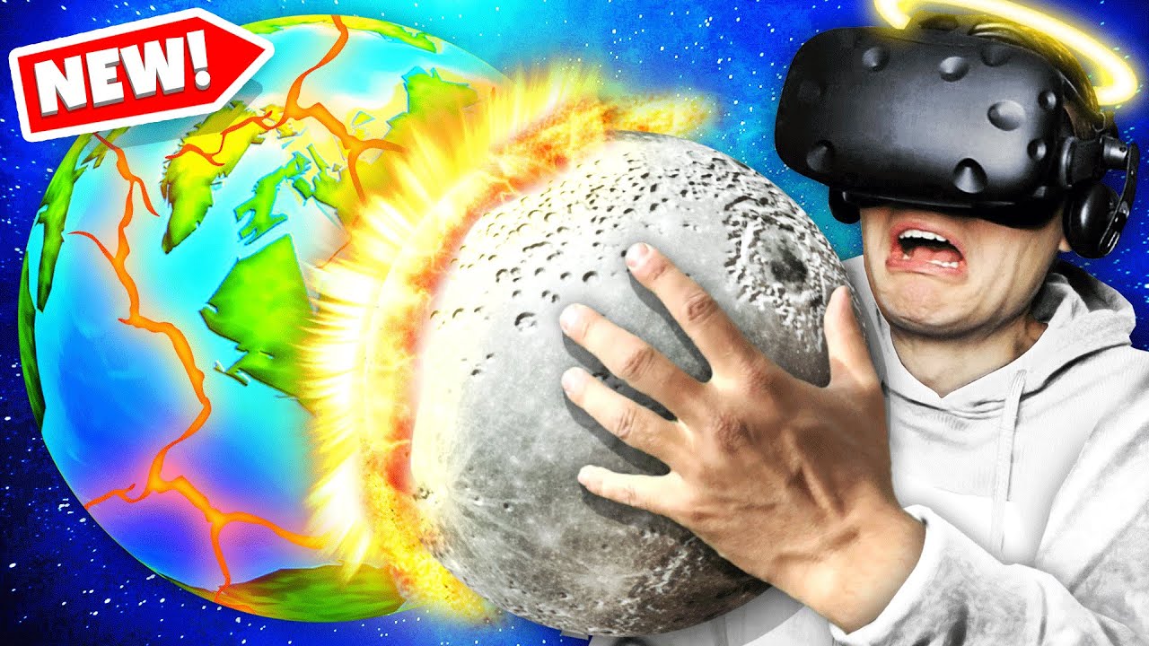 Virtual Reality God SLAMS MOON INTO EARTH (VR God Simulator) - YouTube