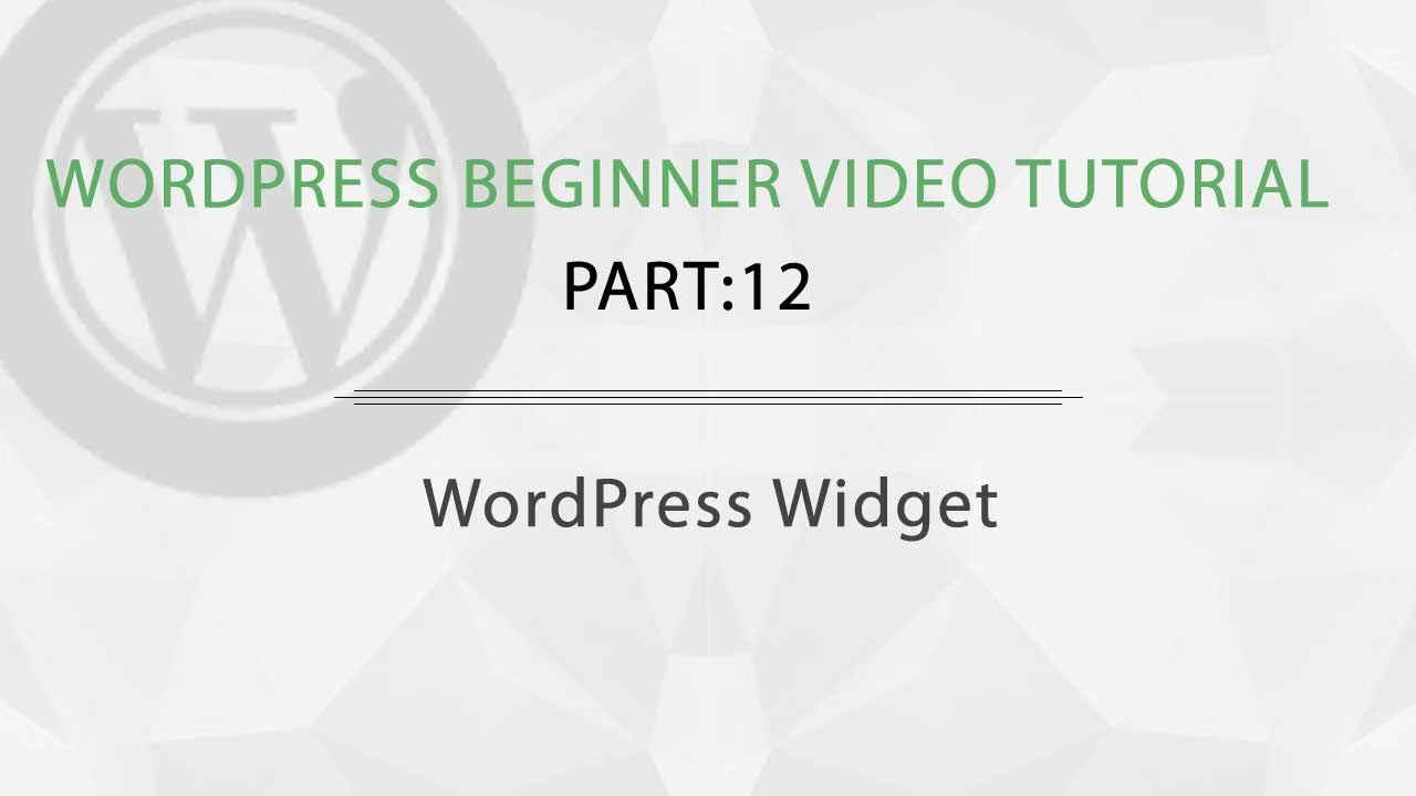 WordPress Widget - YouTube