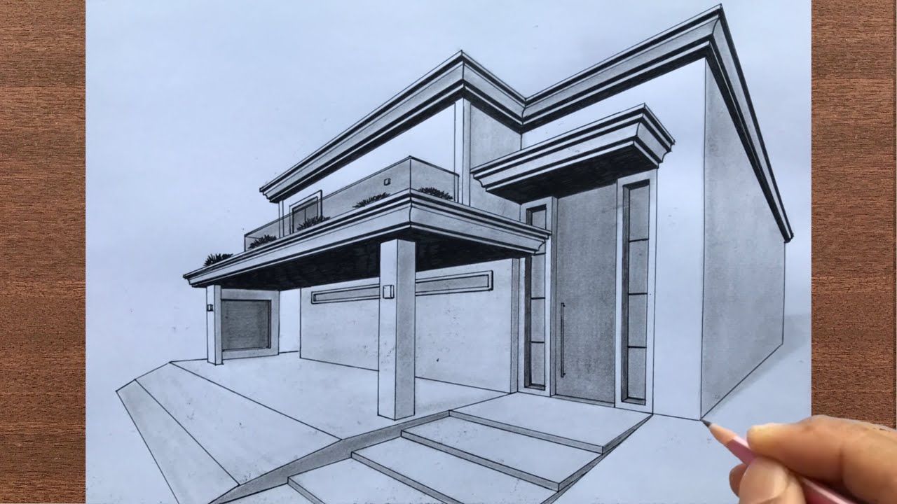 How to Draw a House in 2 Point Perspective - YouTube