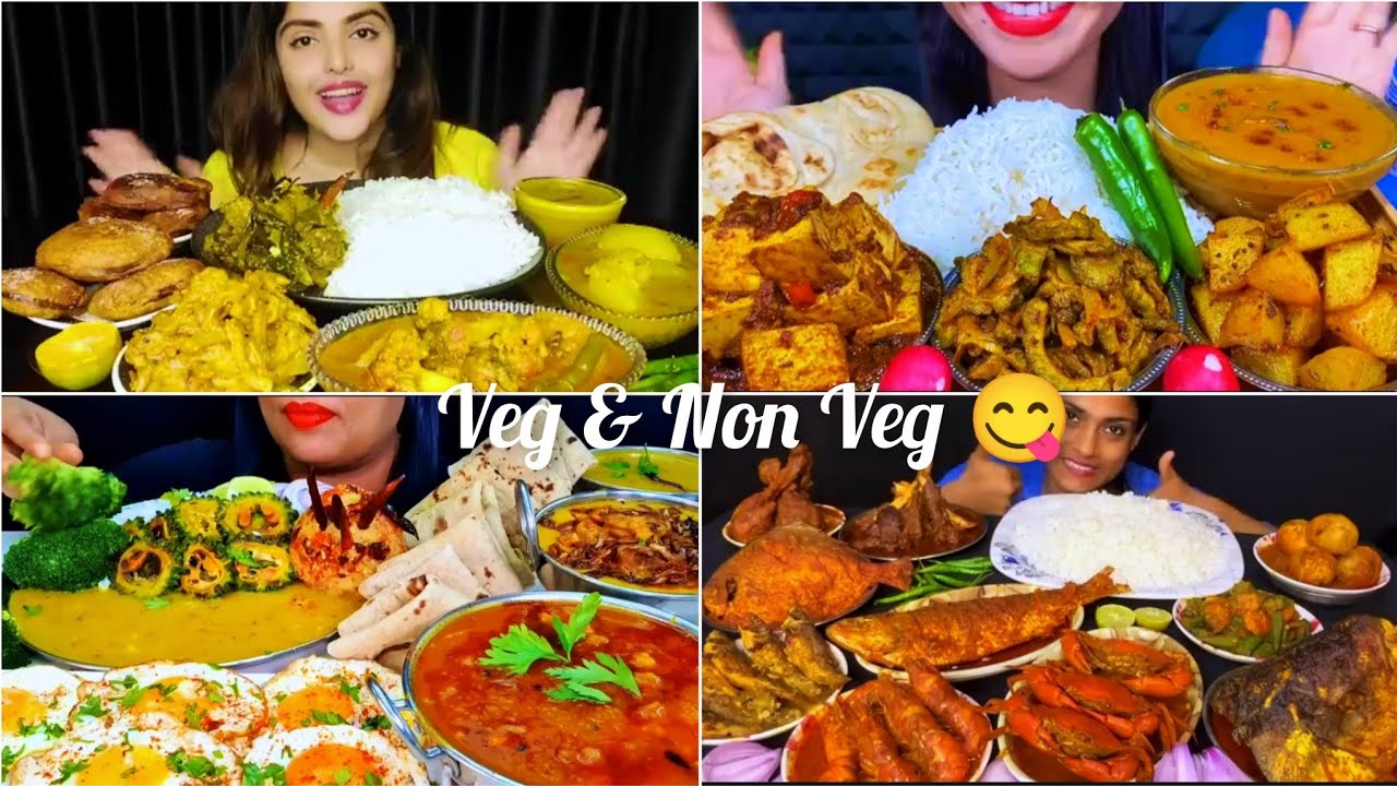 Asmr Eating Veg & Non Veg Food 😋 Simple Homemade Food 🤤 Food ...