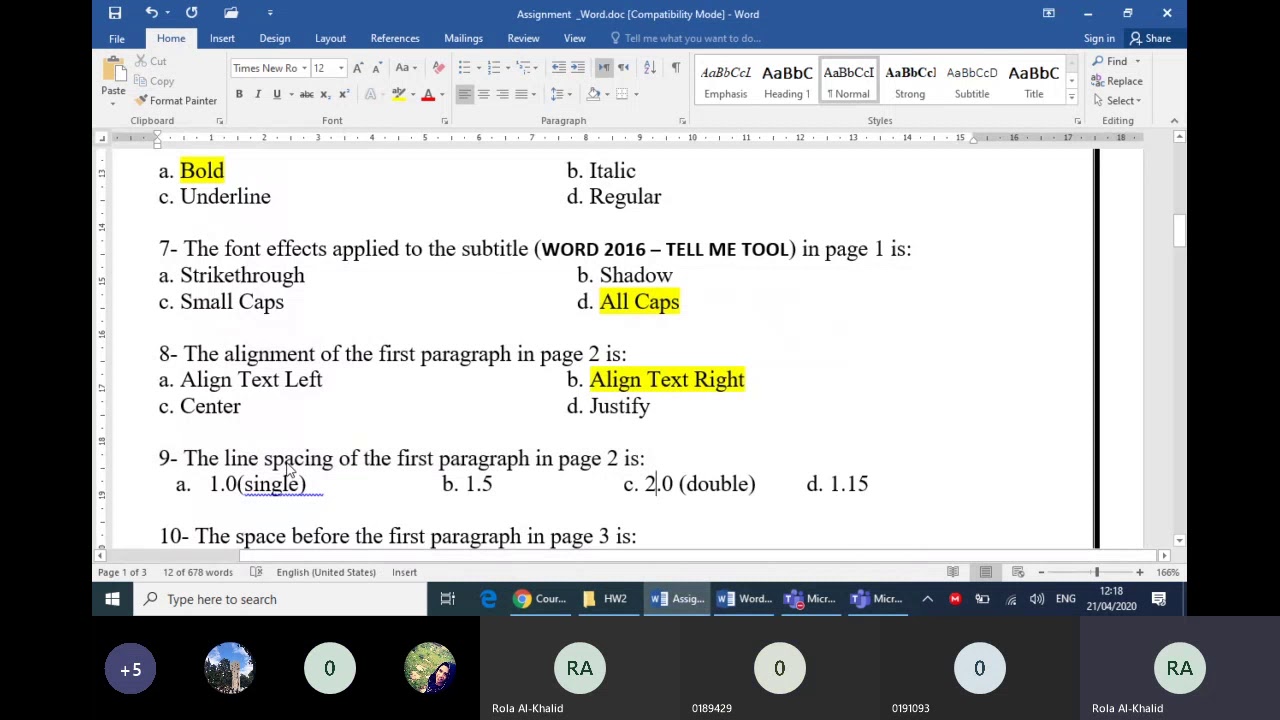 Microsoft Word Revision (Homework solution) - YouTube