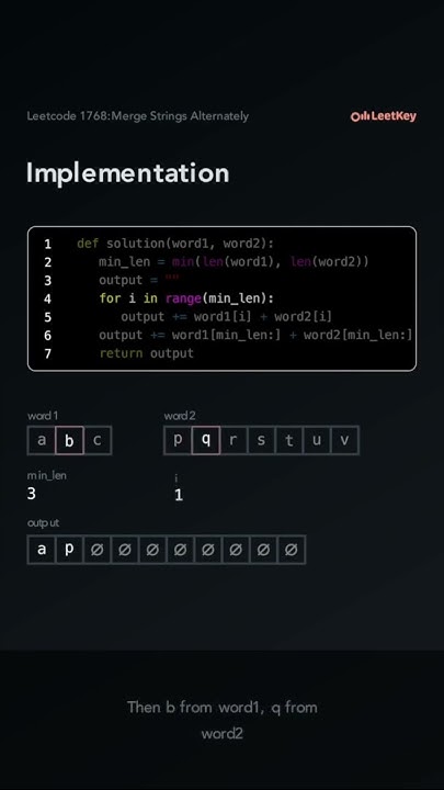 LeetCode 1768 Merge Strings Alternately - Python Solution - YouTube