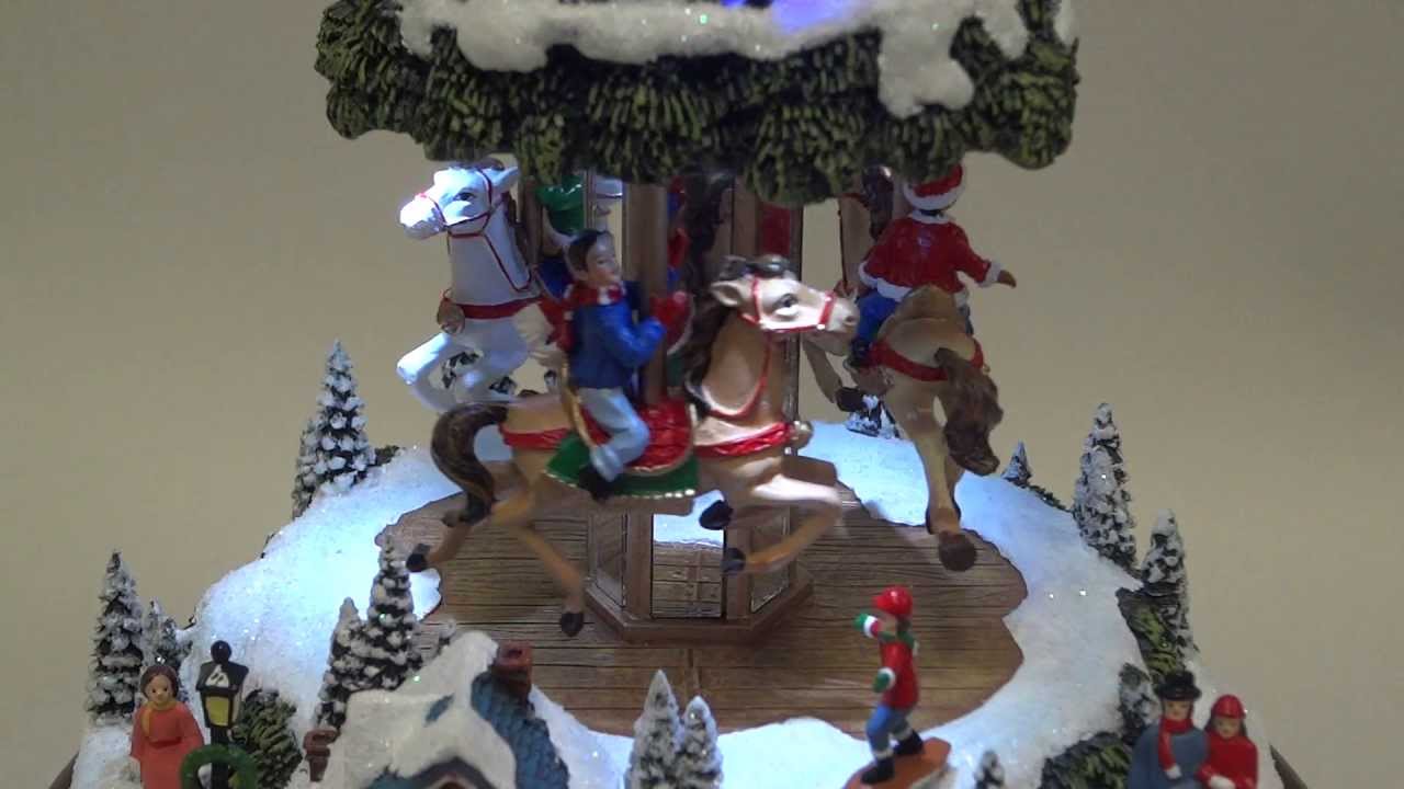 Large Merry Christmas Tree Animated Musical Village - Music Box - YouTube