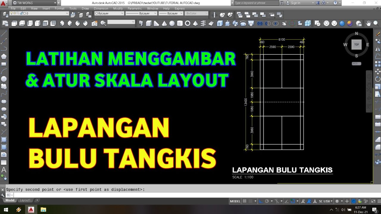 Membuat lapangan bulutangkis di autocad | setting skala Layout - YouTube