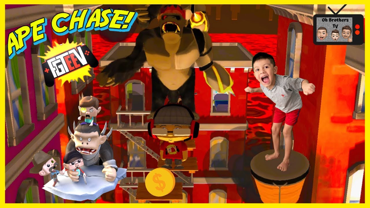 FGTEEV Ape Chase (new update) + new ape monster & floor is LAVA‼ ...