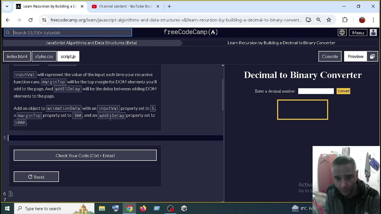 Learn Recursion by Building a Decimal to Binary Converter step 84 - YouTube
