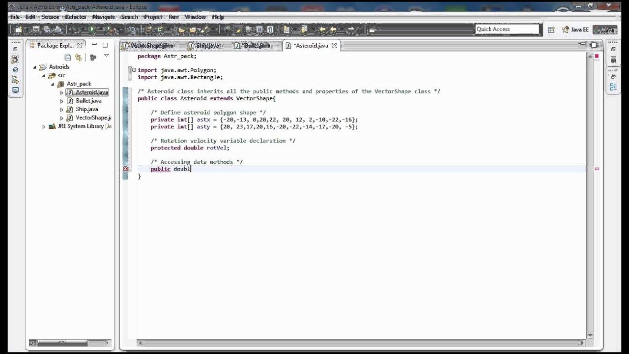 Java Game Programming Tutorial For Beginners Asteroids Pt 5 Asteroid Class Youtube